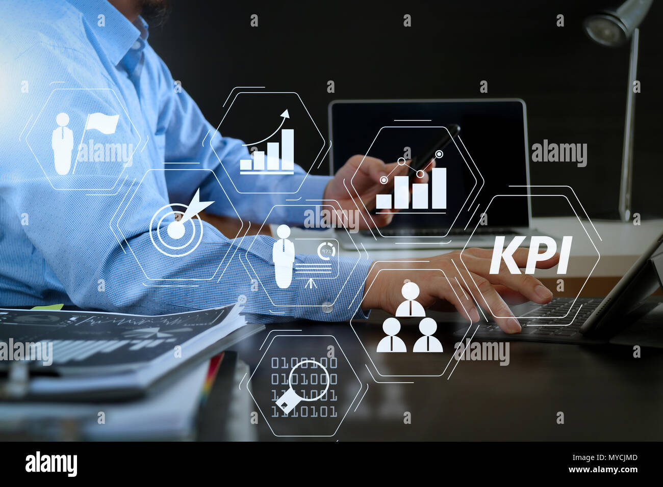 Key Performance Indicator (KPI) workinng with Business Intelligence (BI) metrics to measure ...