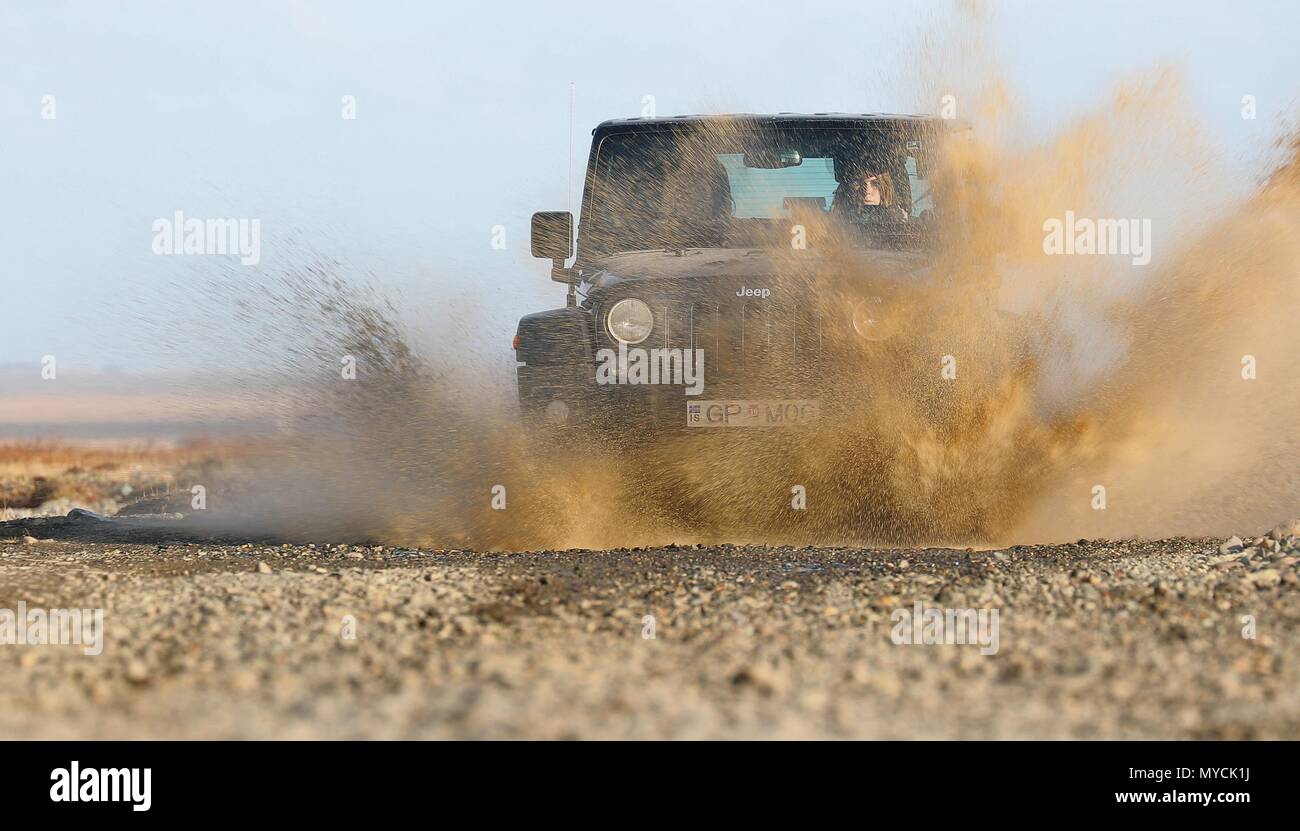 Jeep Wrangler on Icelandic terrain Stock Photo - Alamy