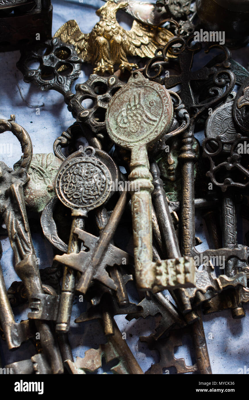 Retro styled color decorativel key made of metal Stock Photo - Alamy