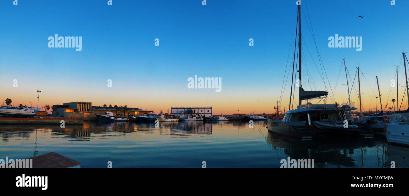 Panoramic view of the port of Estepona, on the Costa del Sol, Malaga ...