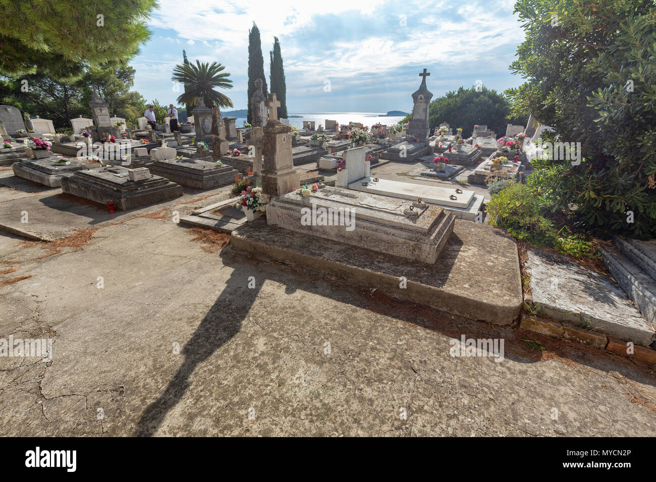Graveyard at the Mausoleum of the Racic family in Cavtat, Croatia Stock ...