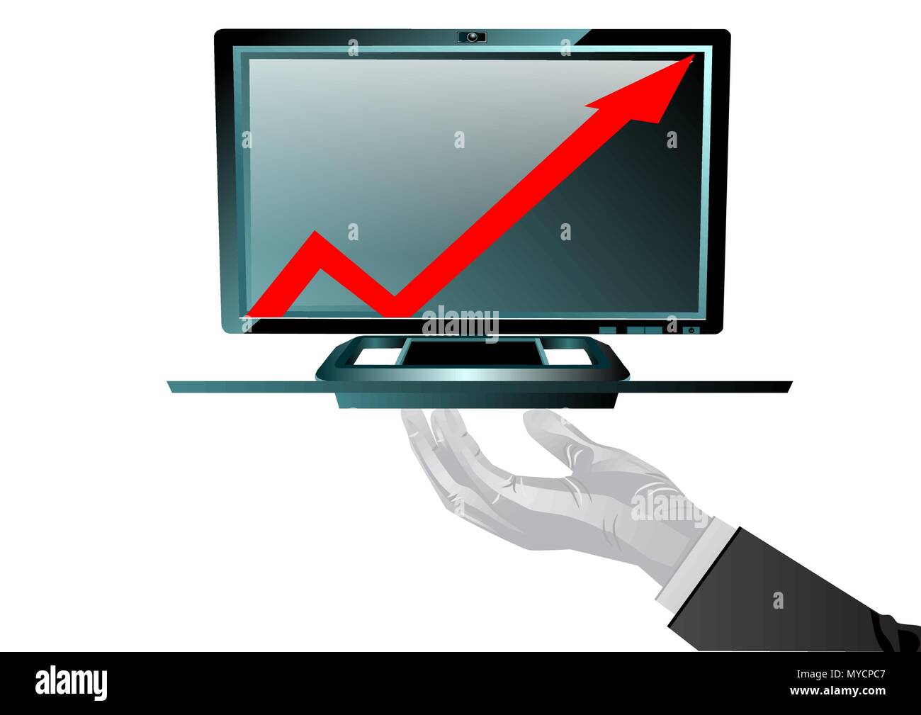 improvement concepts. hand with the computer and graph Stock Vector ...