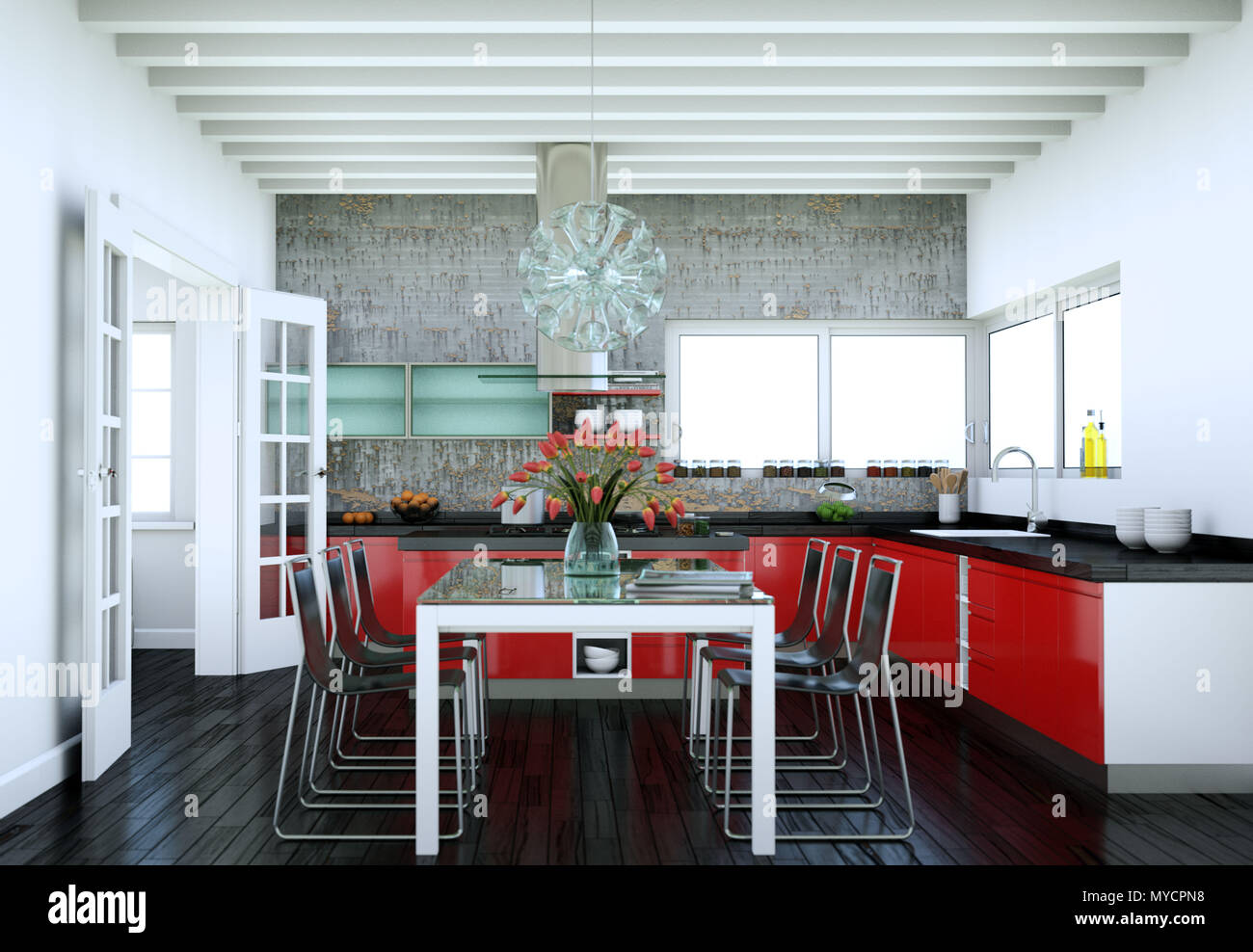 Red Contemporary Kitchen Art at William Fellows blog