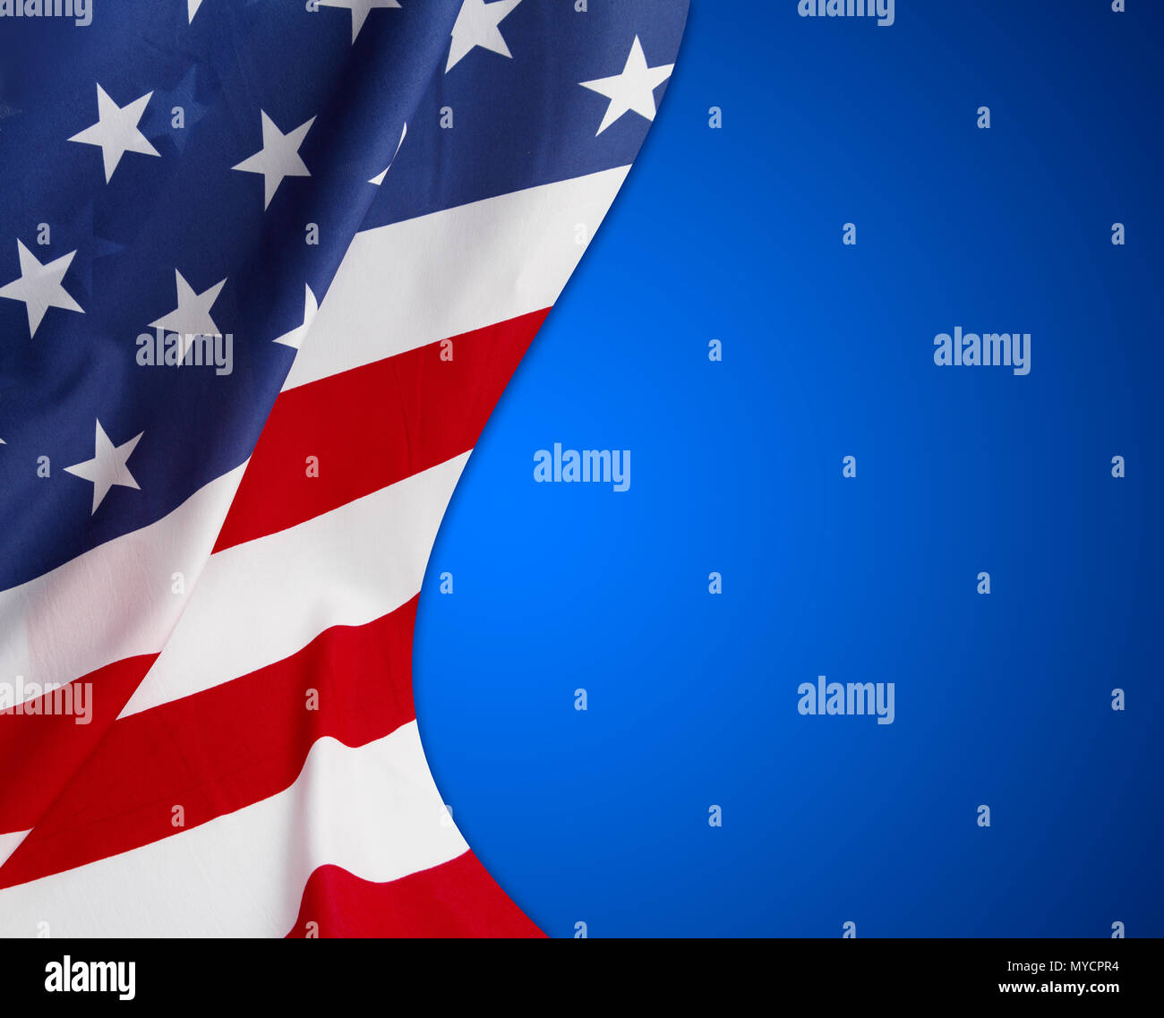 American flag on blue background Stock Photo - Alamy