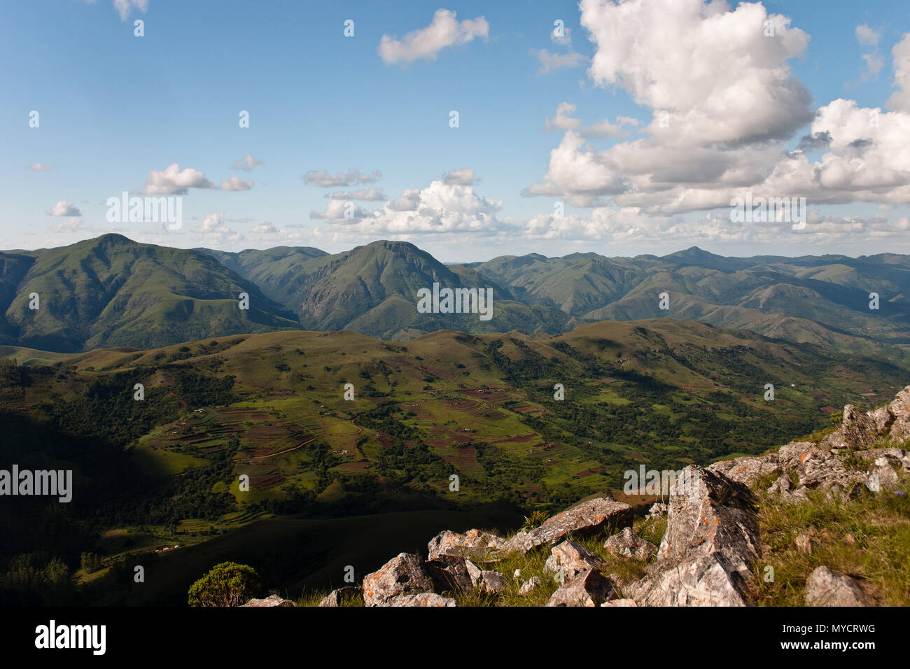 View of green mountain ridge in eastern part of Swaziland: they call it ...