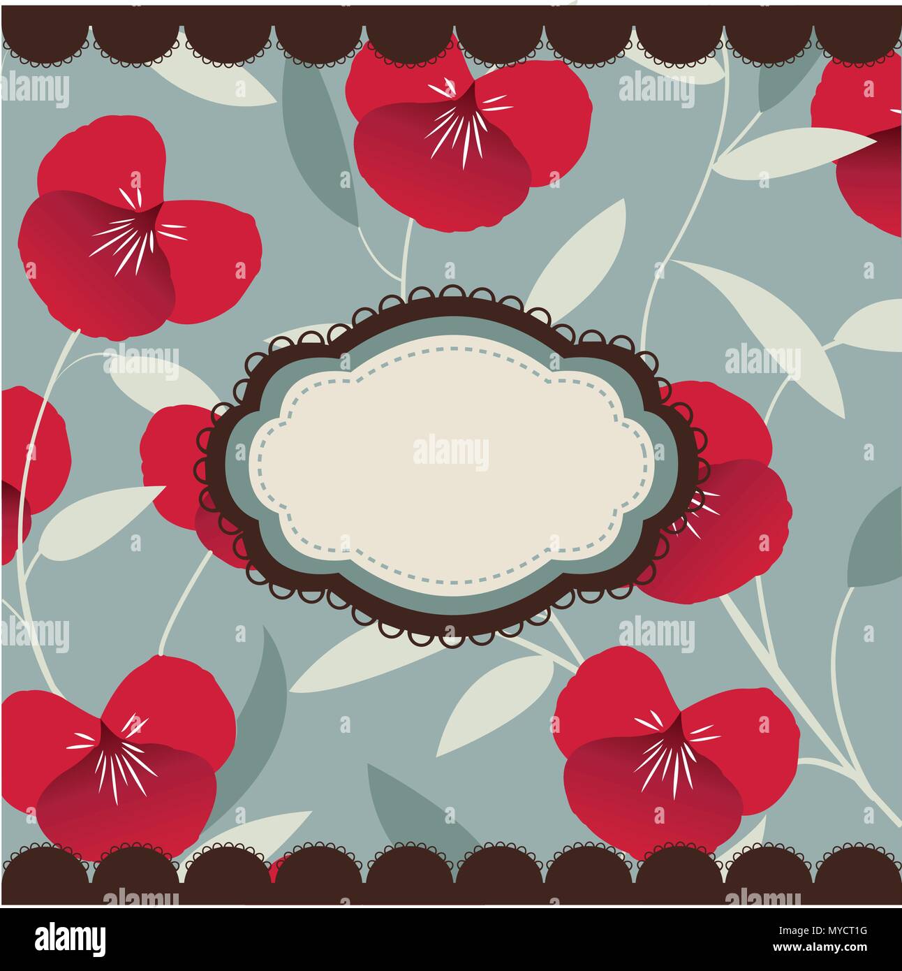 Vintage floral card with frame Stock Vector Image & Art - Alamy