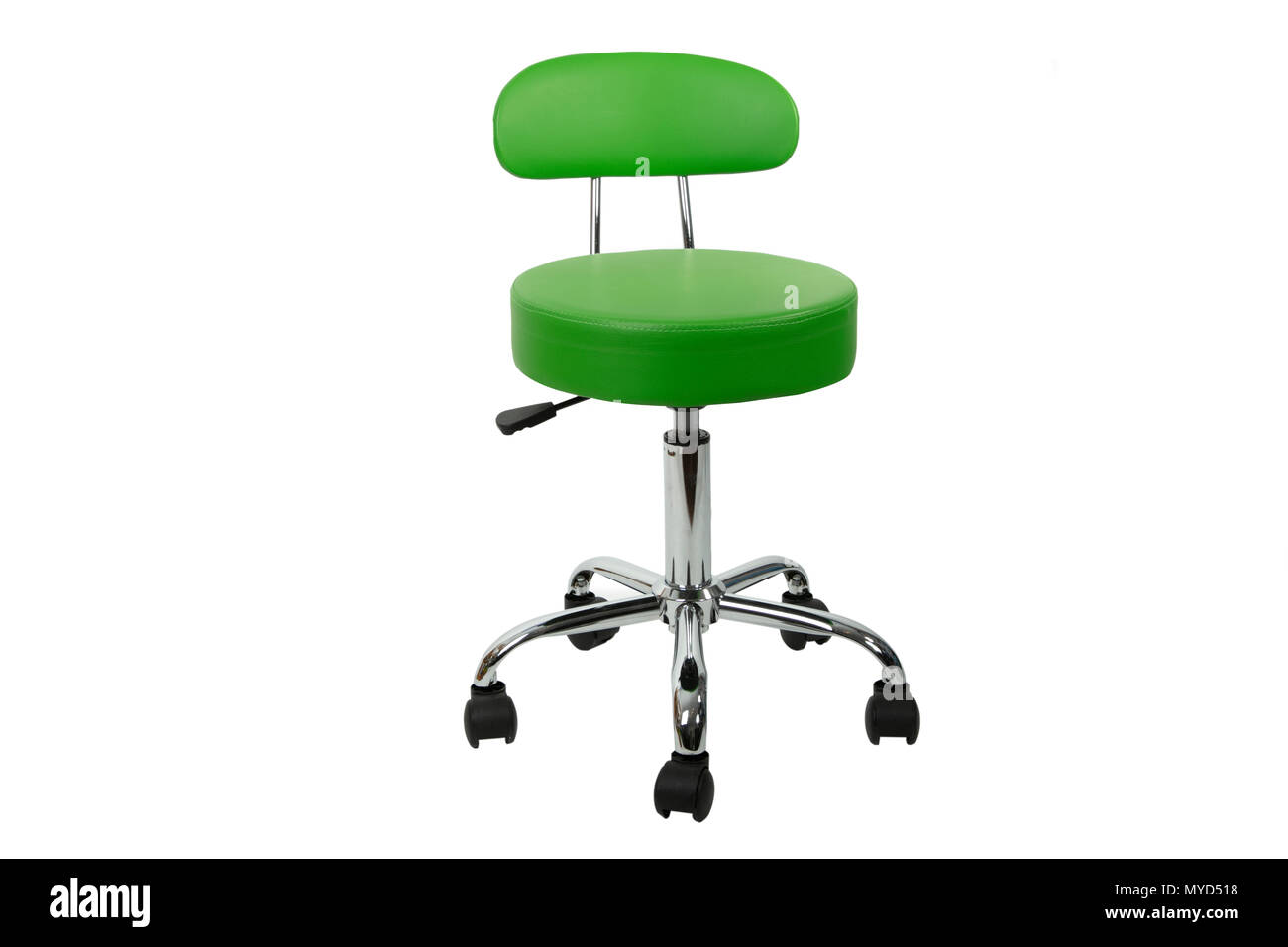 Green Leather Stool isolated on white Background Stock Photo - Alamy