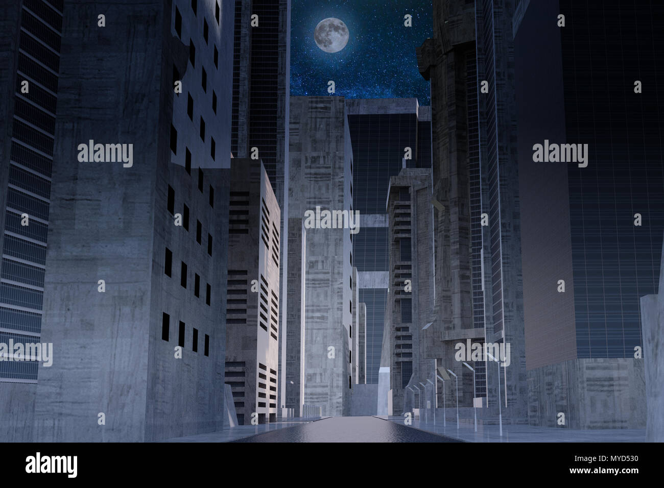 Nighttime in the city background. 3d render Stock Photo - Alamy