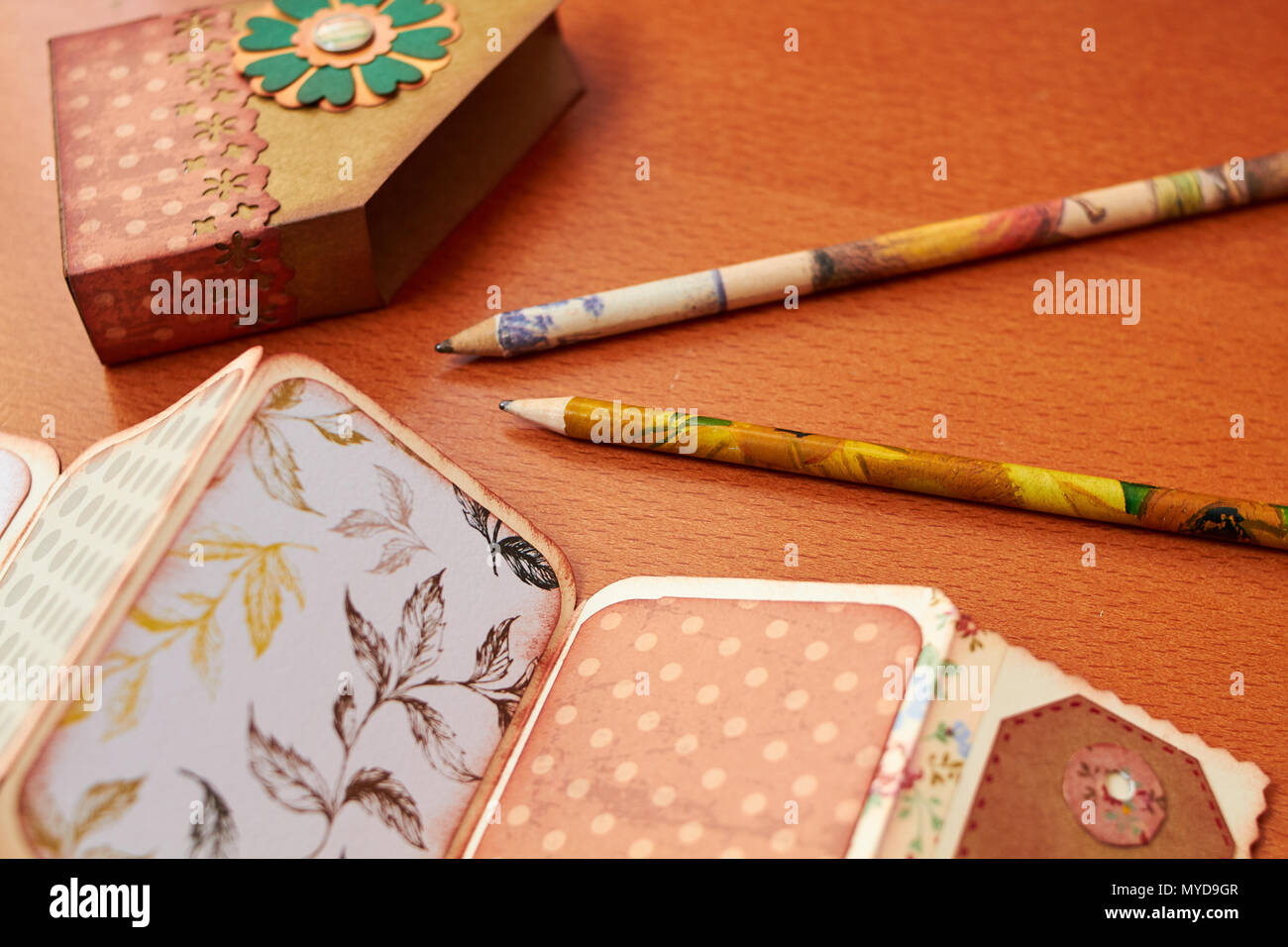 Scapbook empty album with textured cards Stock Photo - Alamy