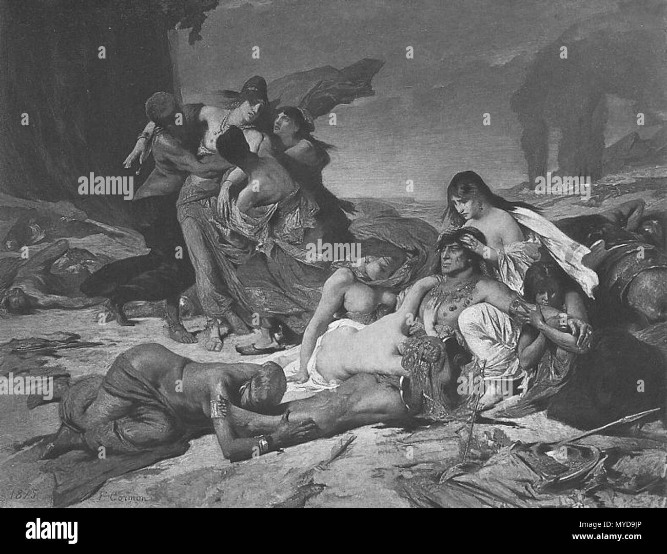 . English: 'Death of Ravana,' a photogravure in the classical mode by B ...