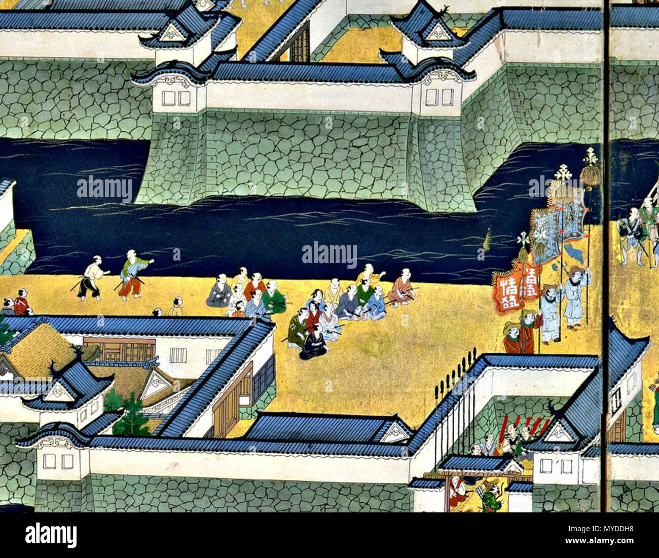 . LOWER MIDDLE OF SECOND PANEL, Left Screen (Otemon Gate of Edo Castle ...