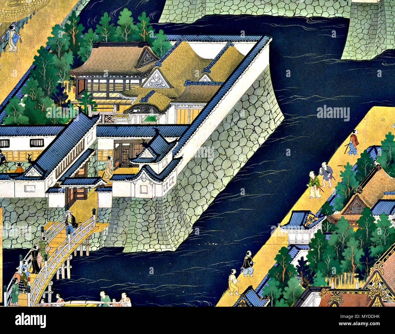 . LOWER MIDDLE OF SECOND PANEL, Left Screen (Otemon Gate of Edo Castle ...