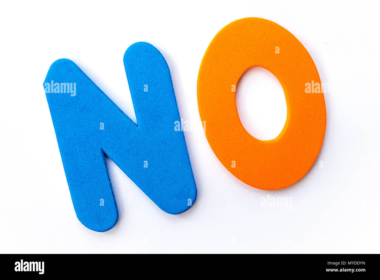 NO spelt out with coloured letters Stock Photo - Alamy