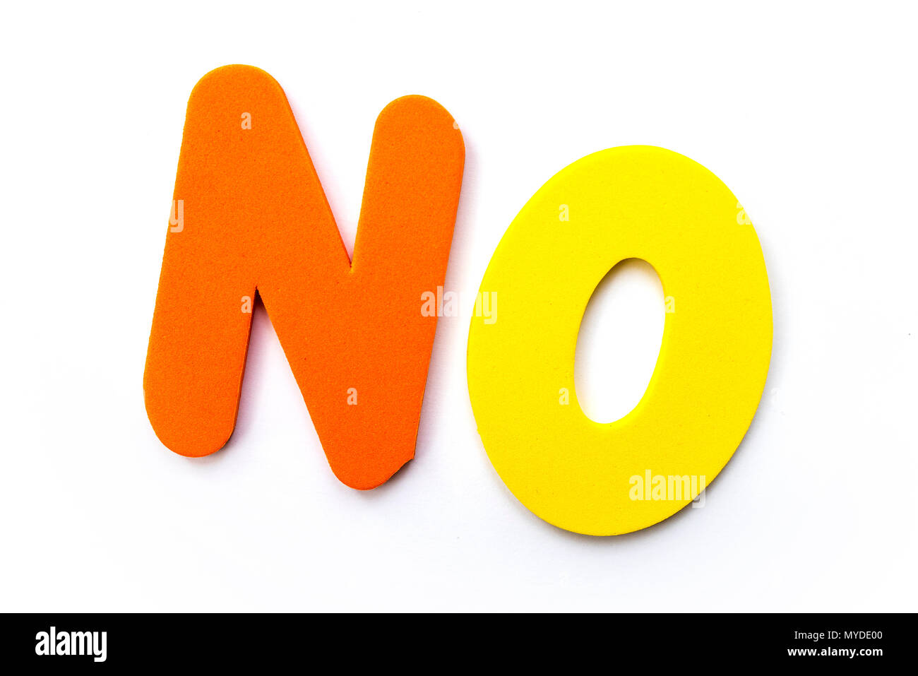 NO spelt out with coloured letters Stock Photo - Alamy