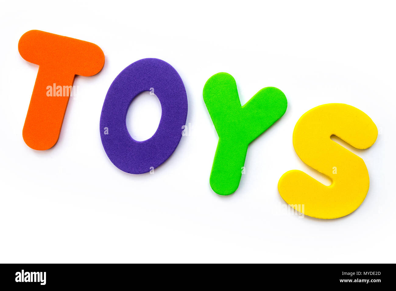 The word TOYS spelt out with coloured letters Stock Photo - Alamy