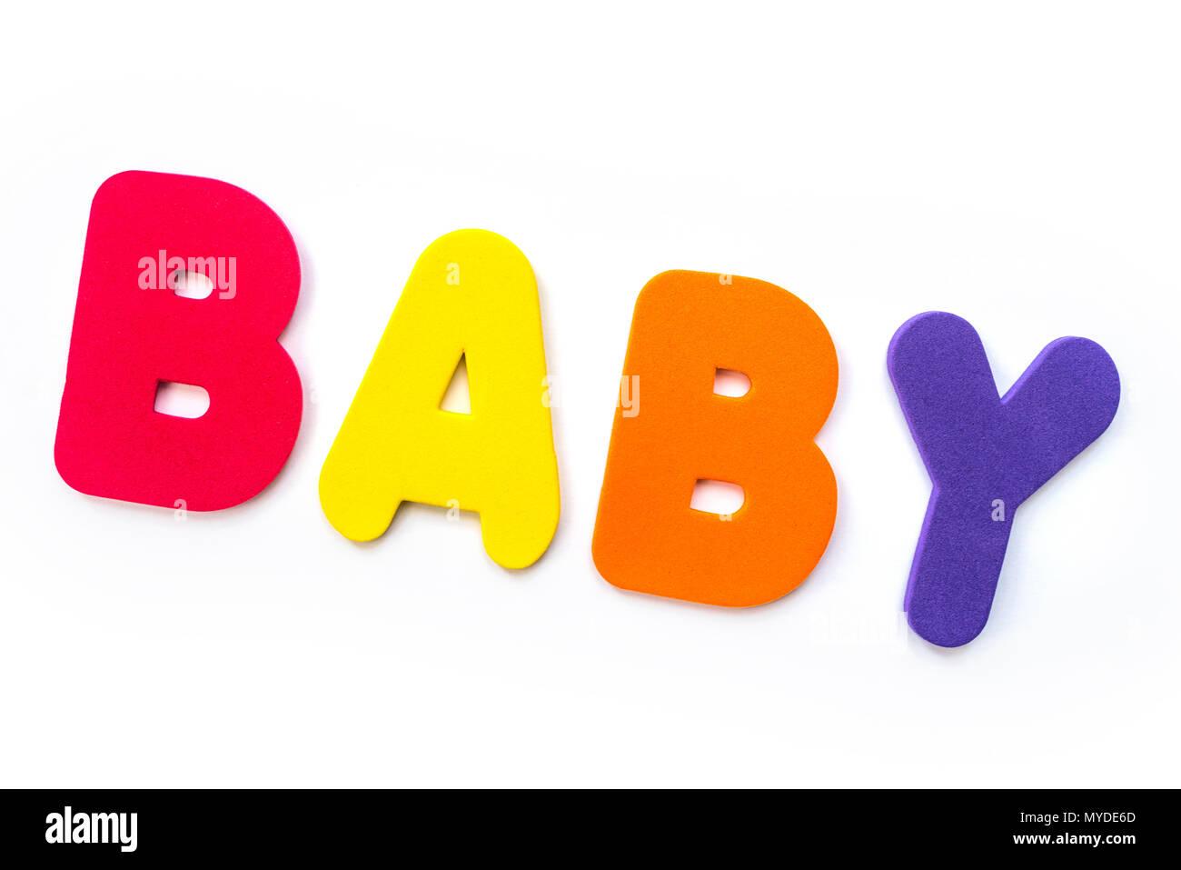 The word BABY spelt out with coloured letters Stock Photo - Alamy