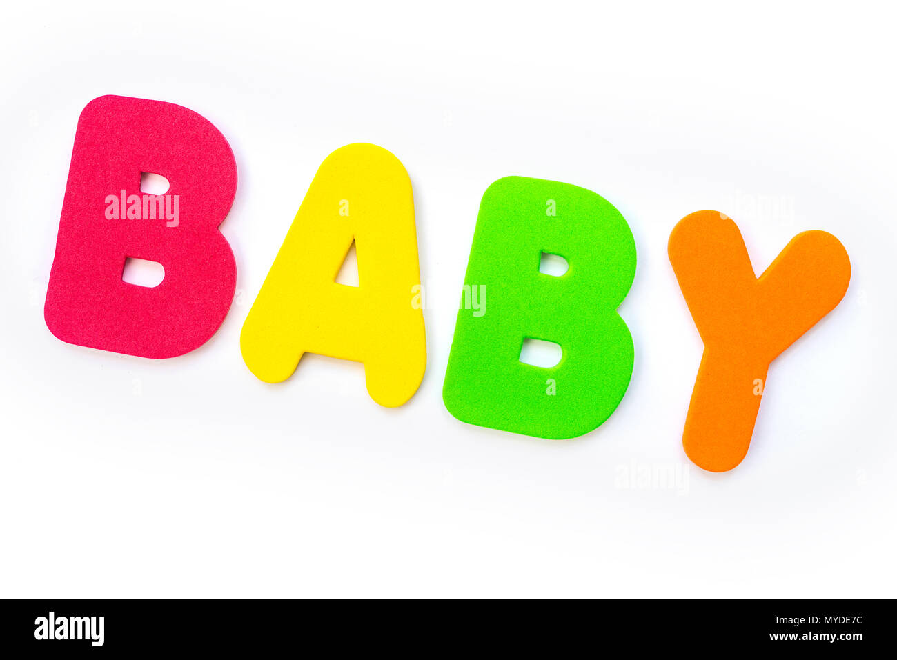 The word BABY spelt out with coloured letters Stock Photo - Alamy
