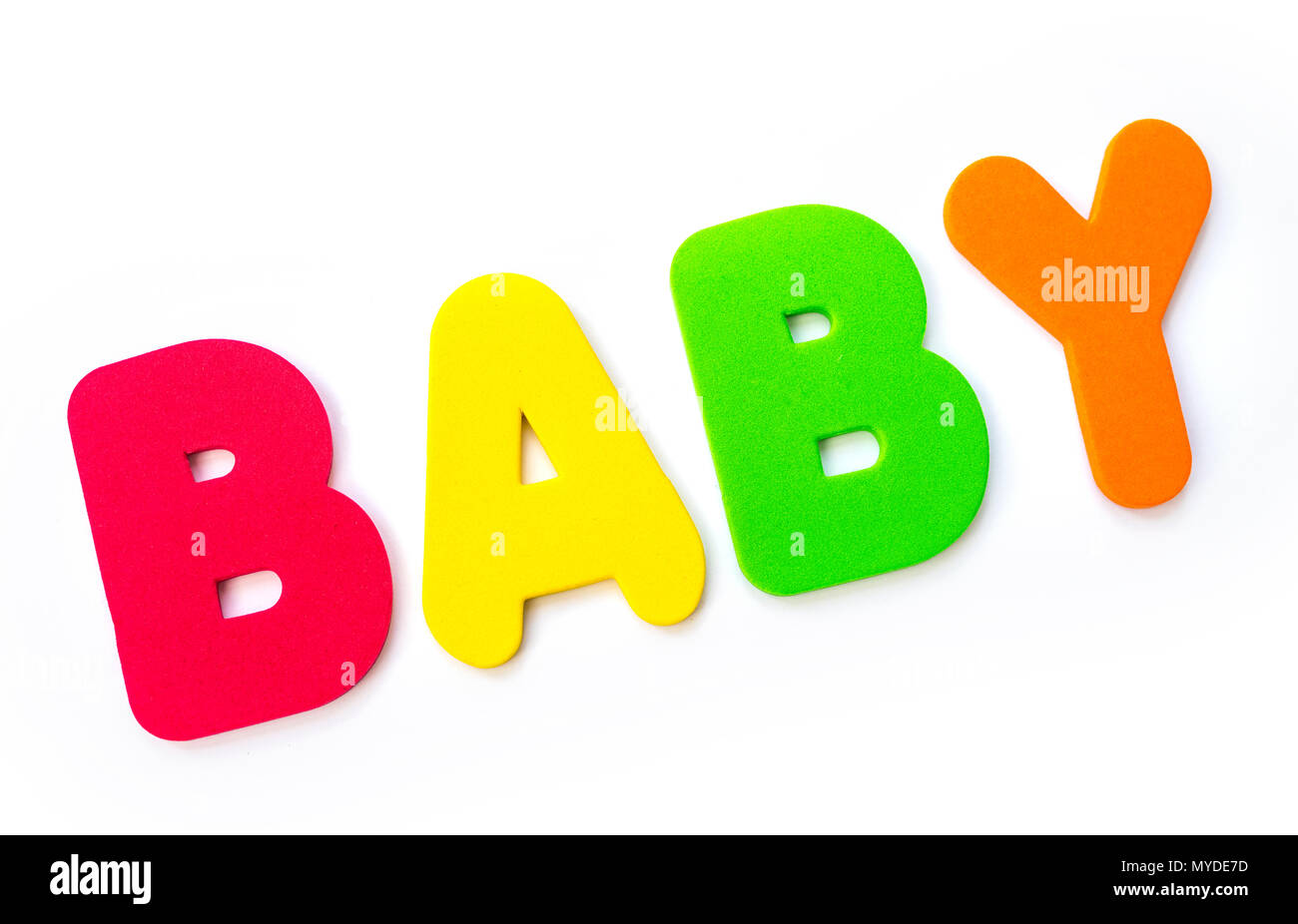 The word BABY spelt out with coloured letters Stock Photo - Alamy