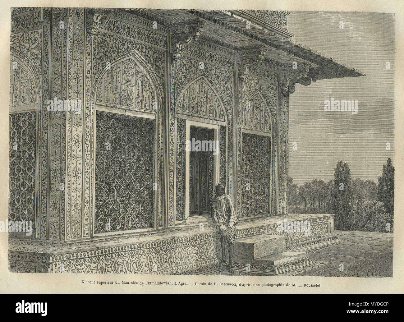 . English: 'Upper Kiosk of the Mausoleum of Etmad-Dowlah at Agra,' from ...