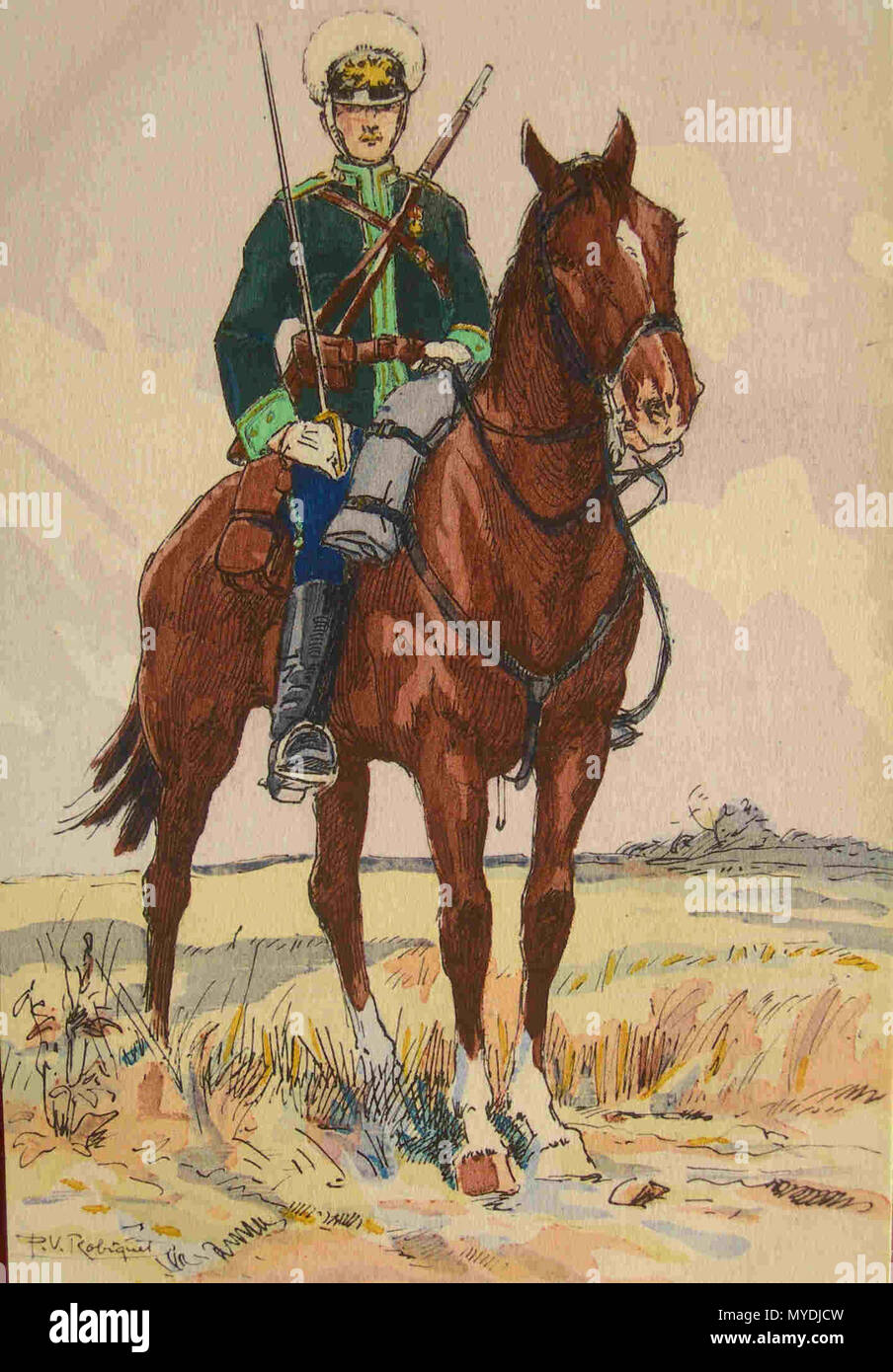 . Uniform of 14-th dragoon Malorossysky Regiment. 1914 Postcard ...