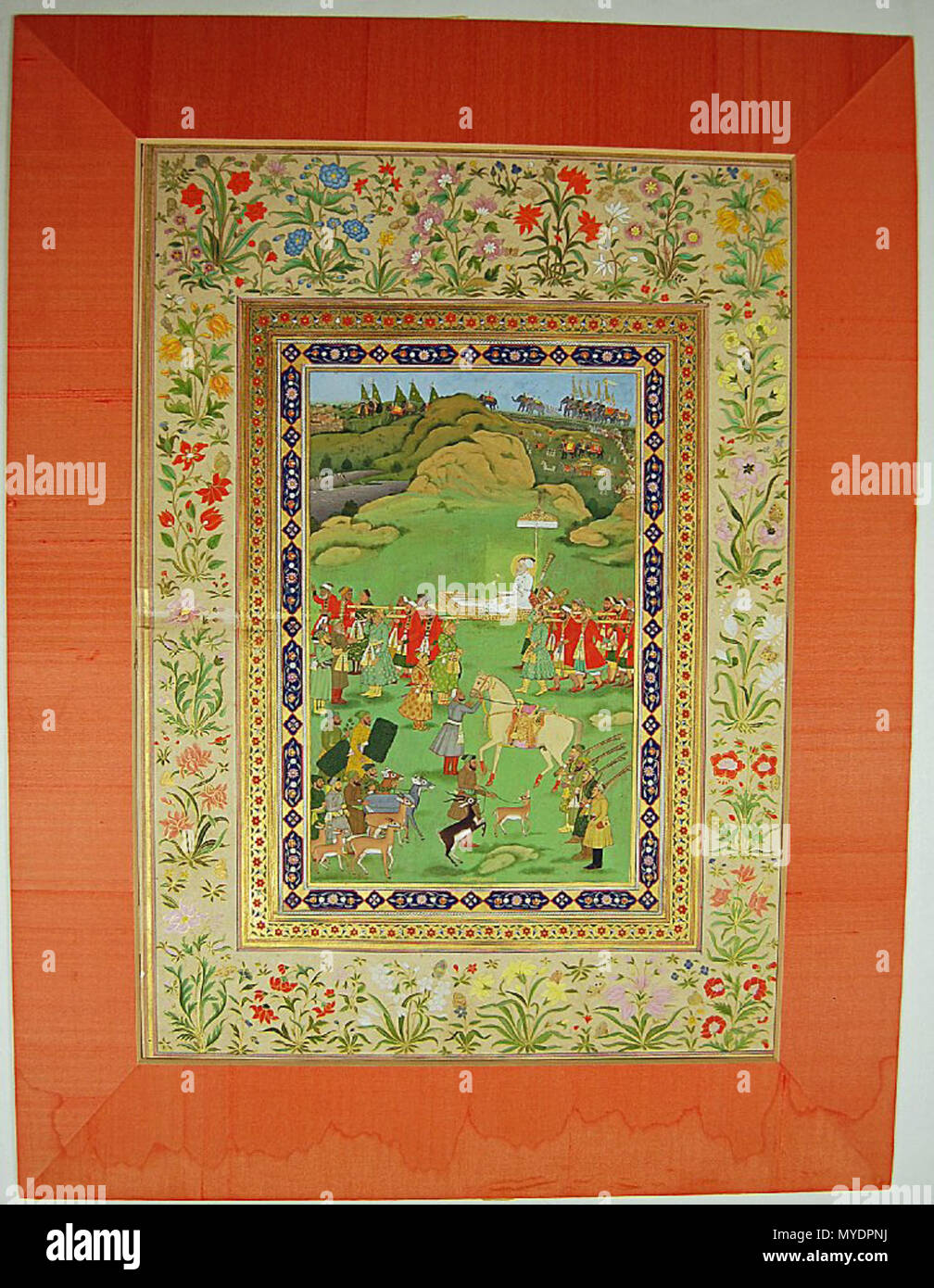 . English: Emperor Azam Shah garbed in white is carried in a golden ...