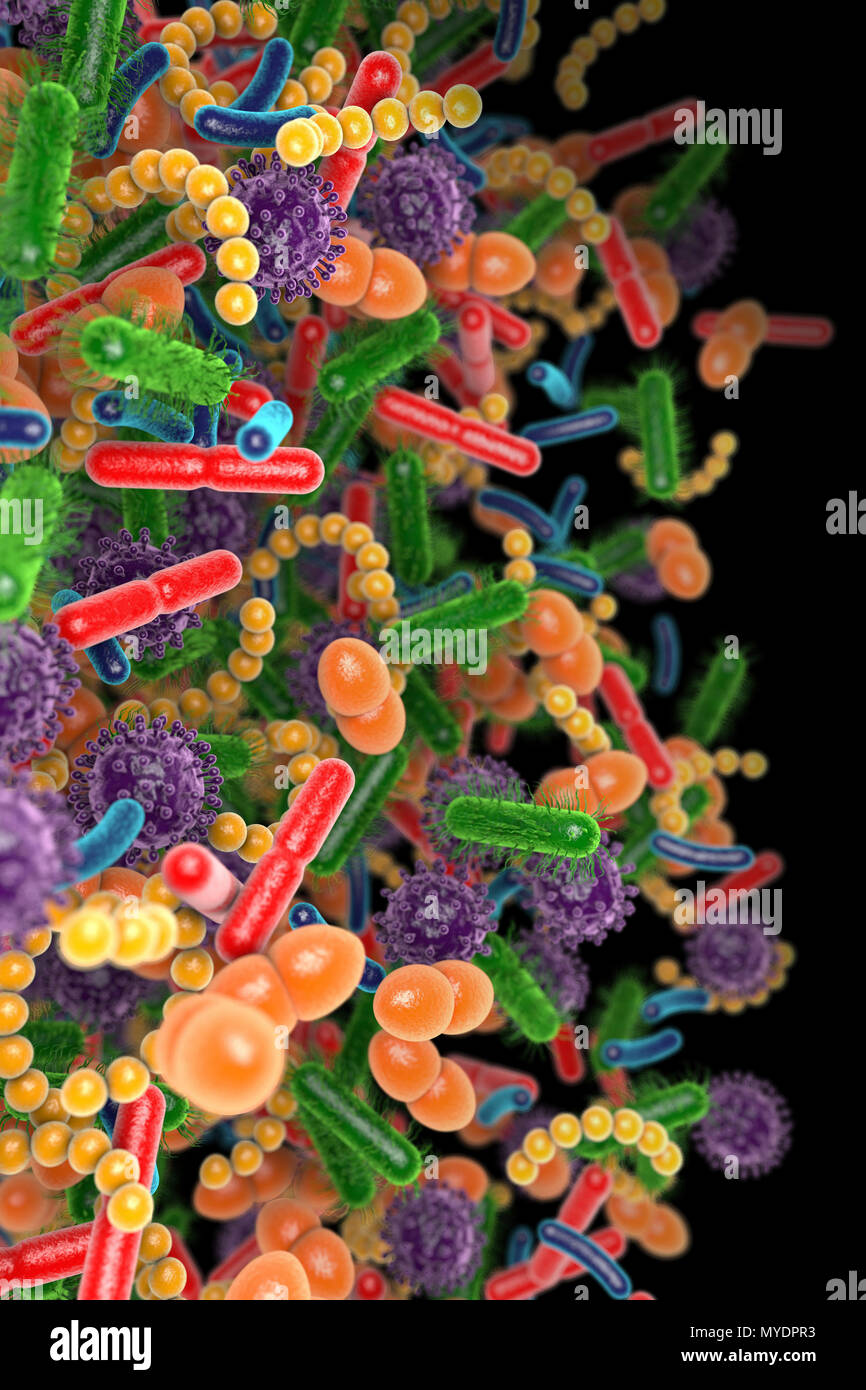 Conceptual illustration of human microbiome microbes. The microbiome is ...