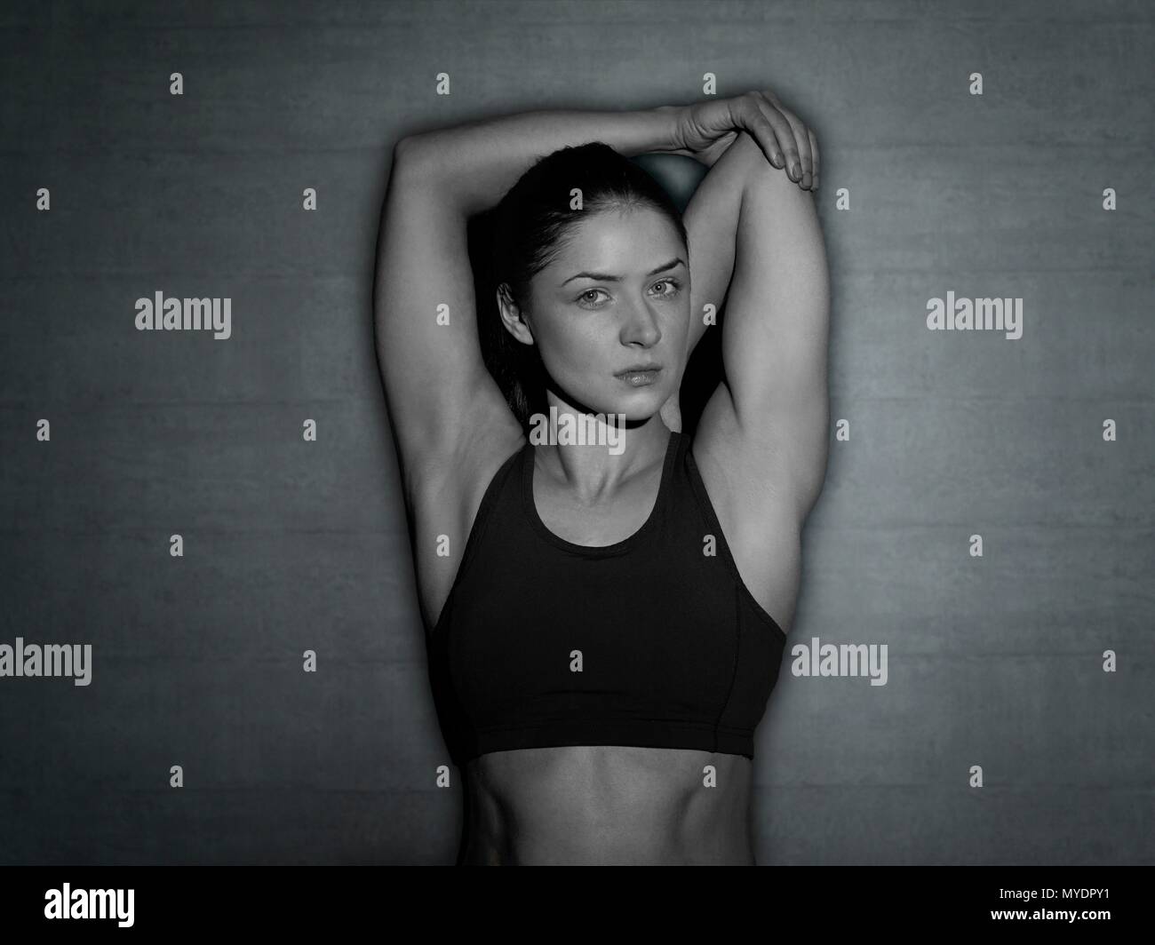 Woman fitness stretching arm hi-res stock photography and images - Alamy