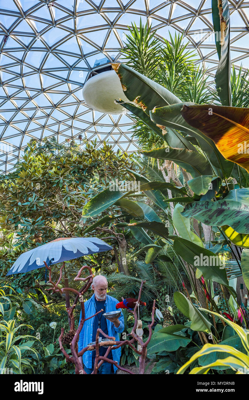 Man feeding parrot, Bloedel Conservatory, Queen Elizabeth Park ...