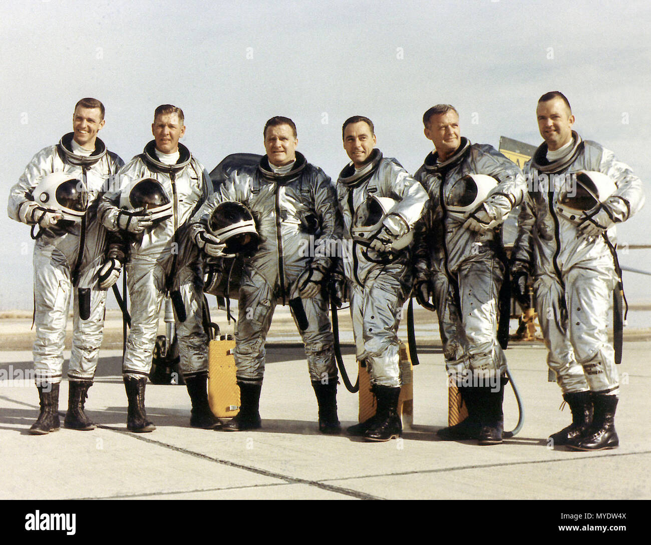 The X-15 flight crew, left to right: Air Force Captain Joseph H. Engle ...