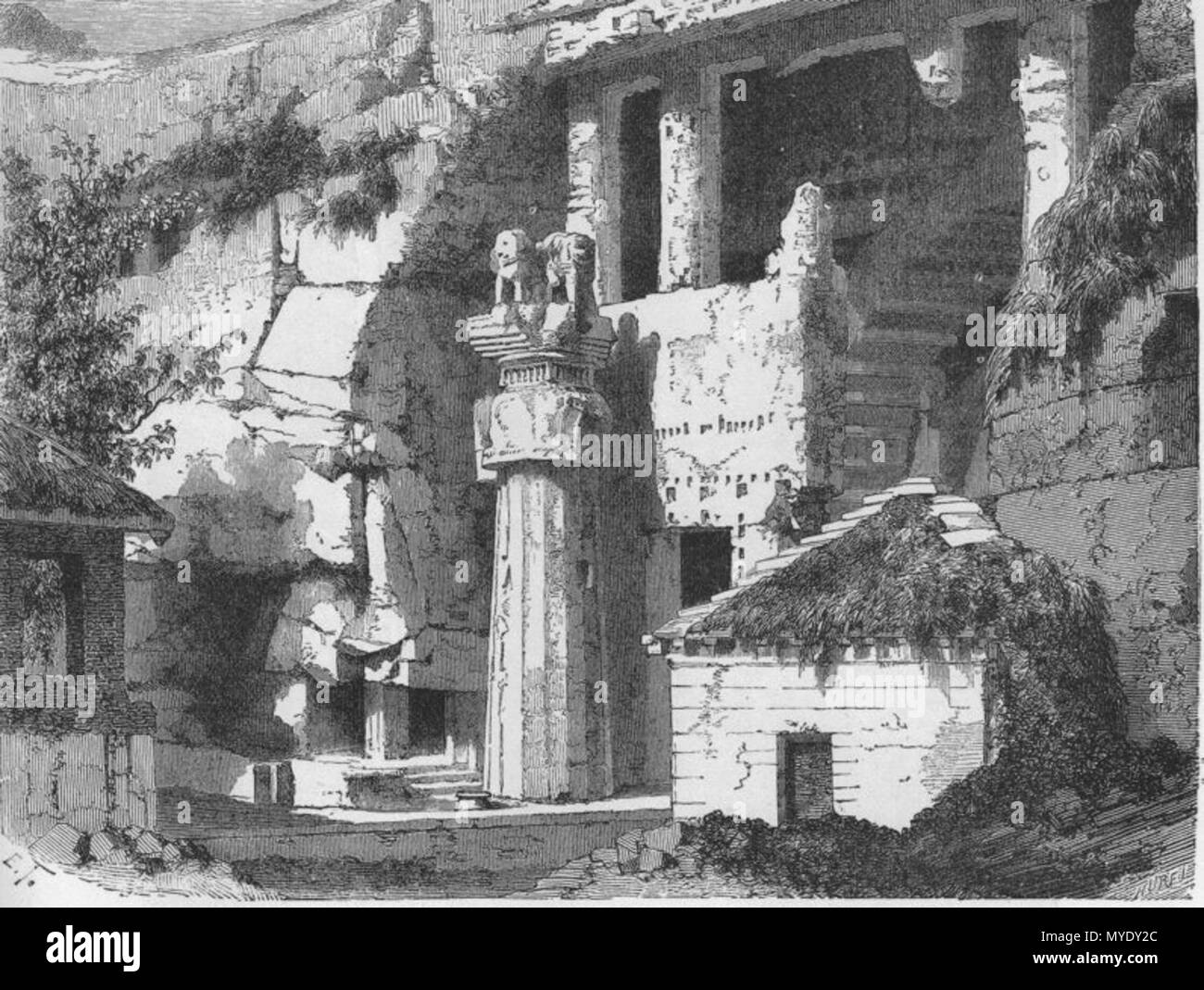 Entrance of the great cave of Karli Stock Photo - Alamy