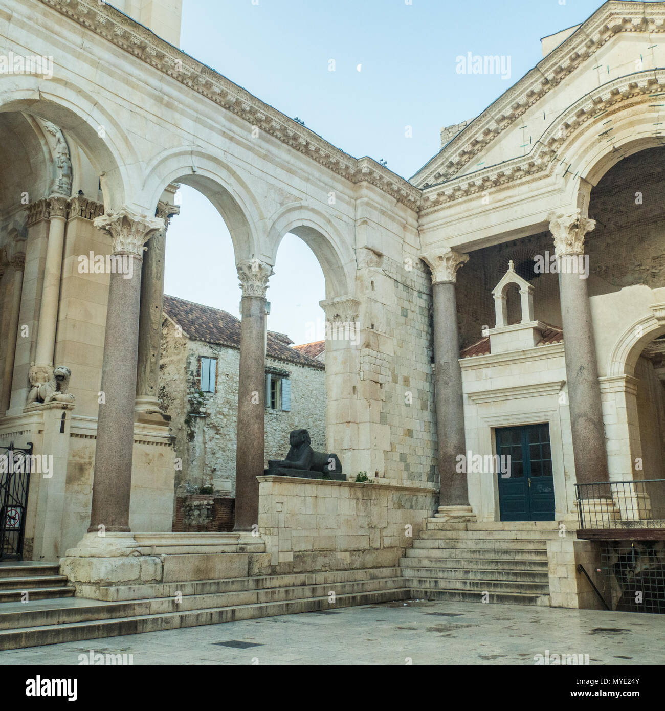 Black egyptian Sphinx in Peristil sqaure, Split, Croatia, former entry ...