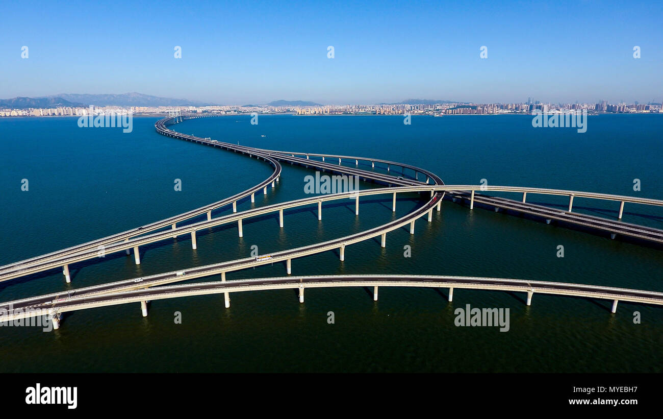 Qingdao. 1st June, 2018. Aerial photo taken on June 1, 2018 shows the ...