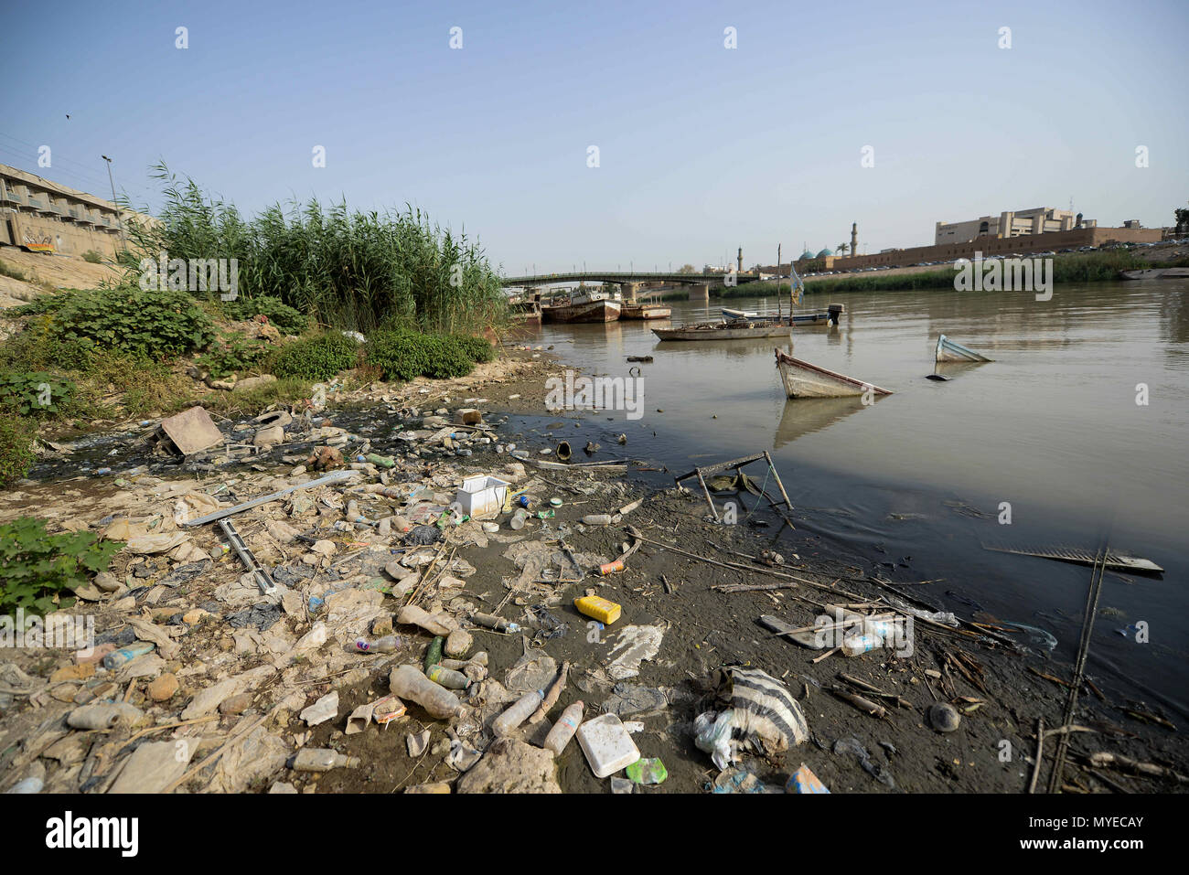 June 7, 2018 - Decrease of the water level are clearly visible at the ...