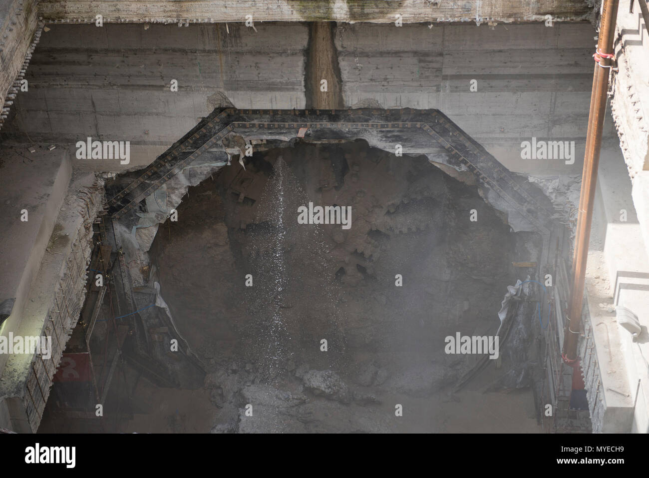 June 7, 2018 - Turin, Italy-June 7, 2018: Metro: arrival of the tbm ...
