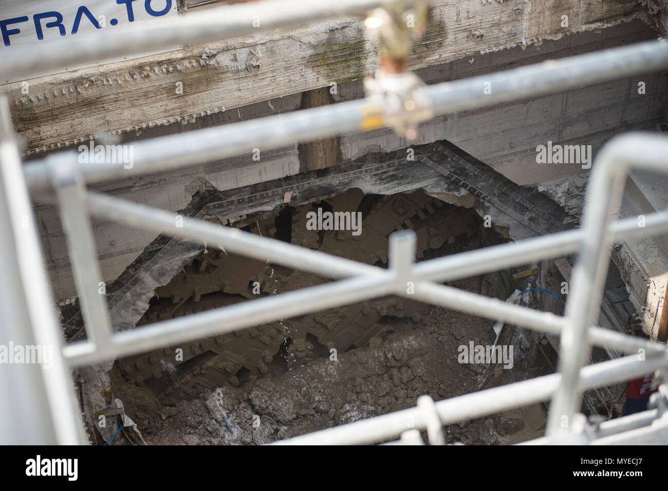 June 7, 2018 - Turin, Italy-June 7, 2018: Metro: arrival of the tbm ...