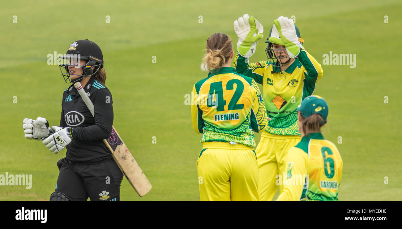 London, UK. 7 June, 2018. Zoe Fleming celebrates and Hannah Jones is ...