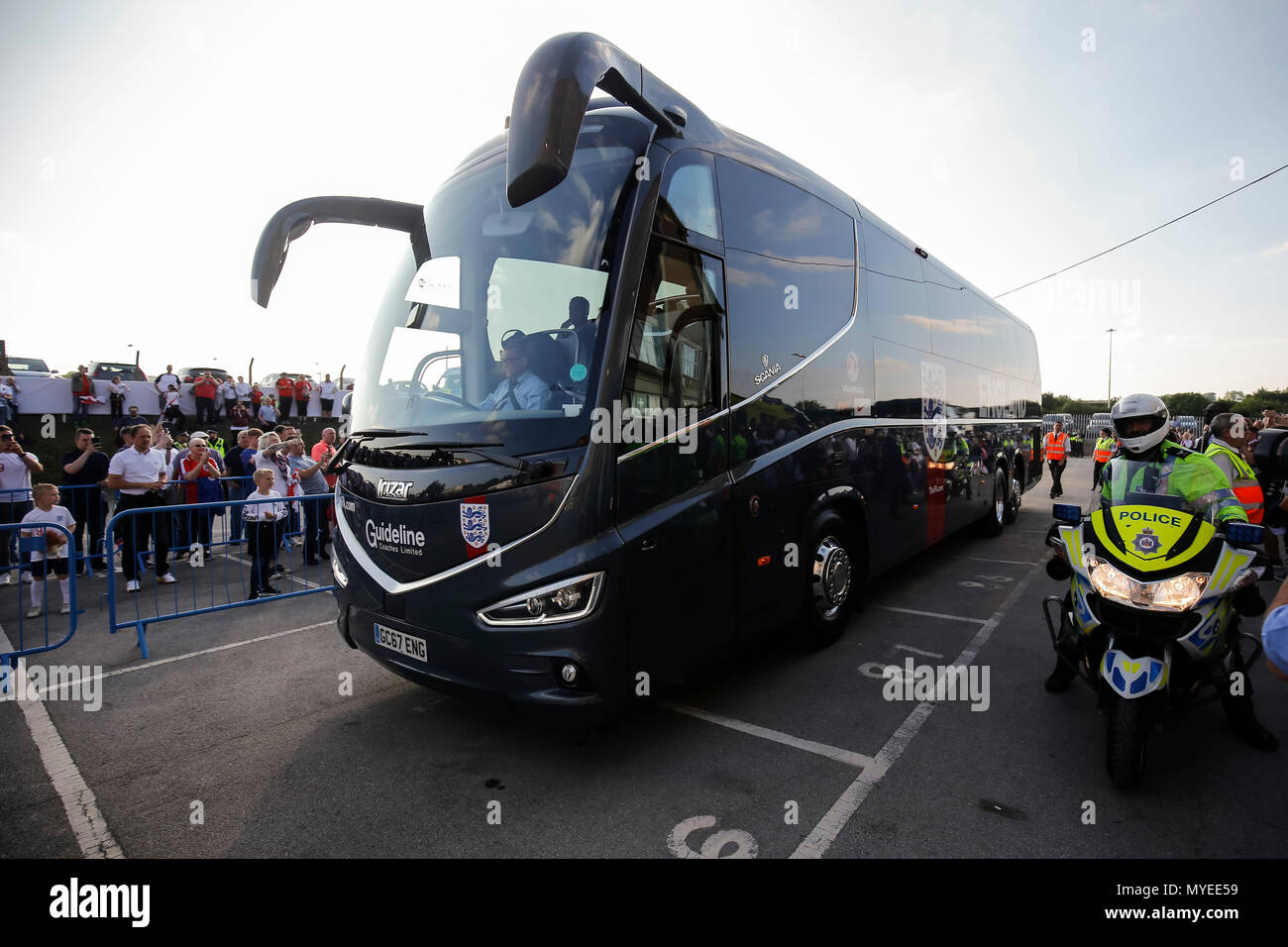 The england team bus arrives hi-res stock photography and images - Alamy