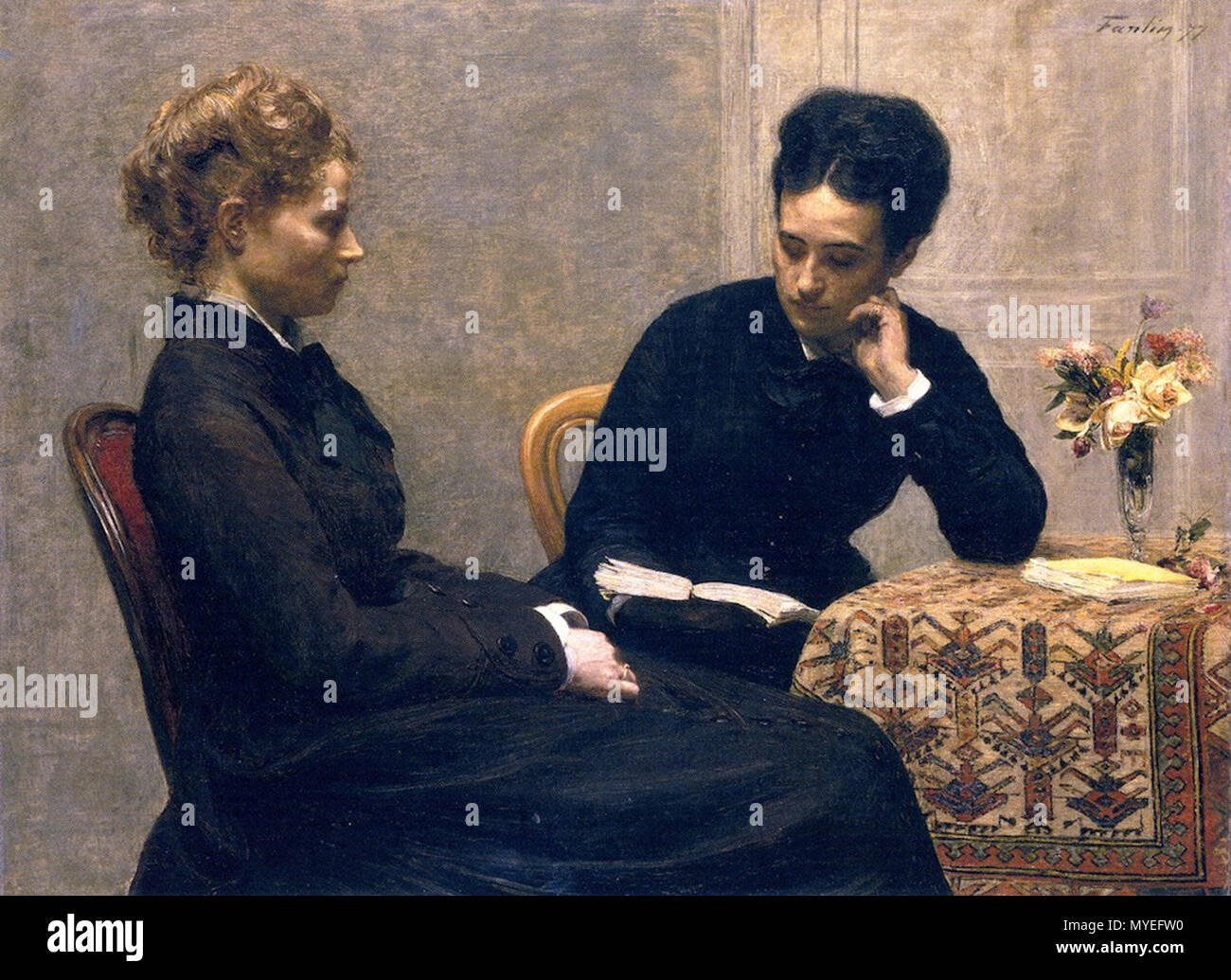 . French: La Lecture. 1877 175 Fantin-Latour-La Lecture-Lyon Stock ...