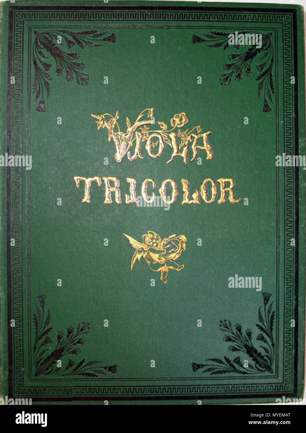 . English: The ornate, gilded cover of 'Viola Tricolor: In Picture and Rhyme' by Count Franz ...