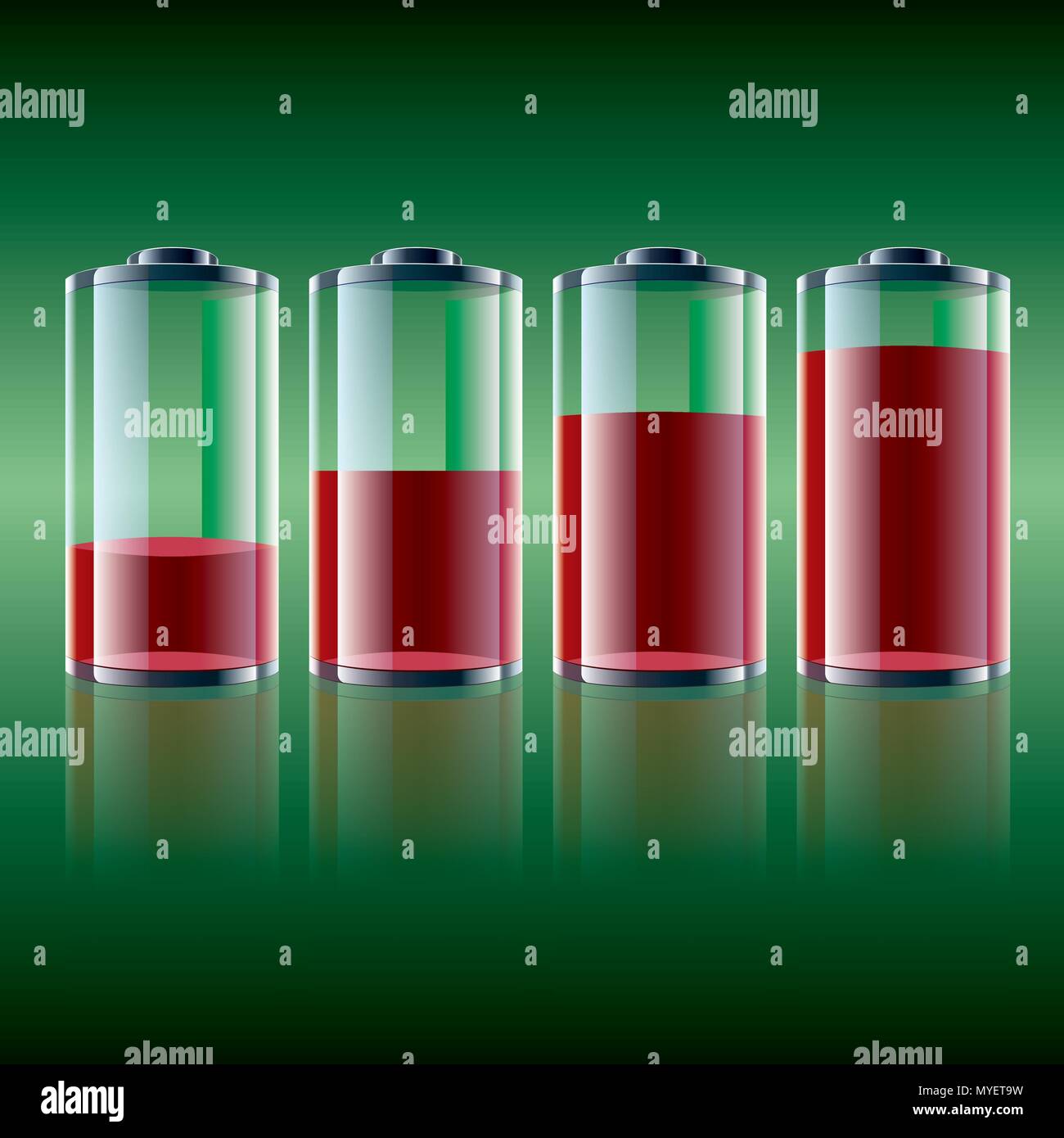Battery icon collection, battery energy display Stock Vector Image ...