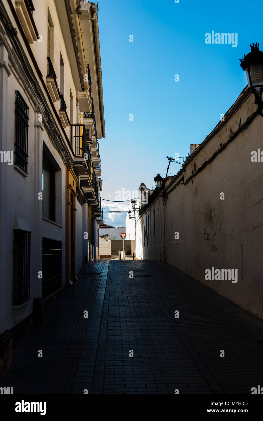 beautiful, picturesque street, narrow road, white facades of buildings ...