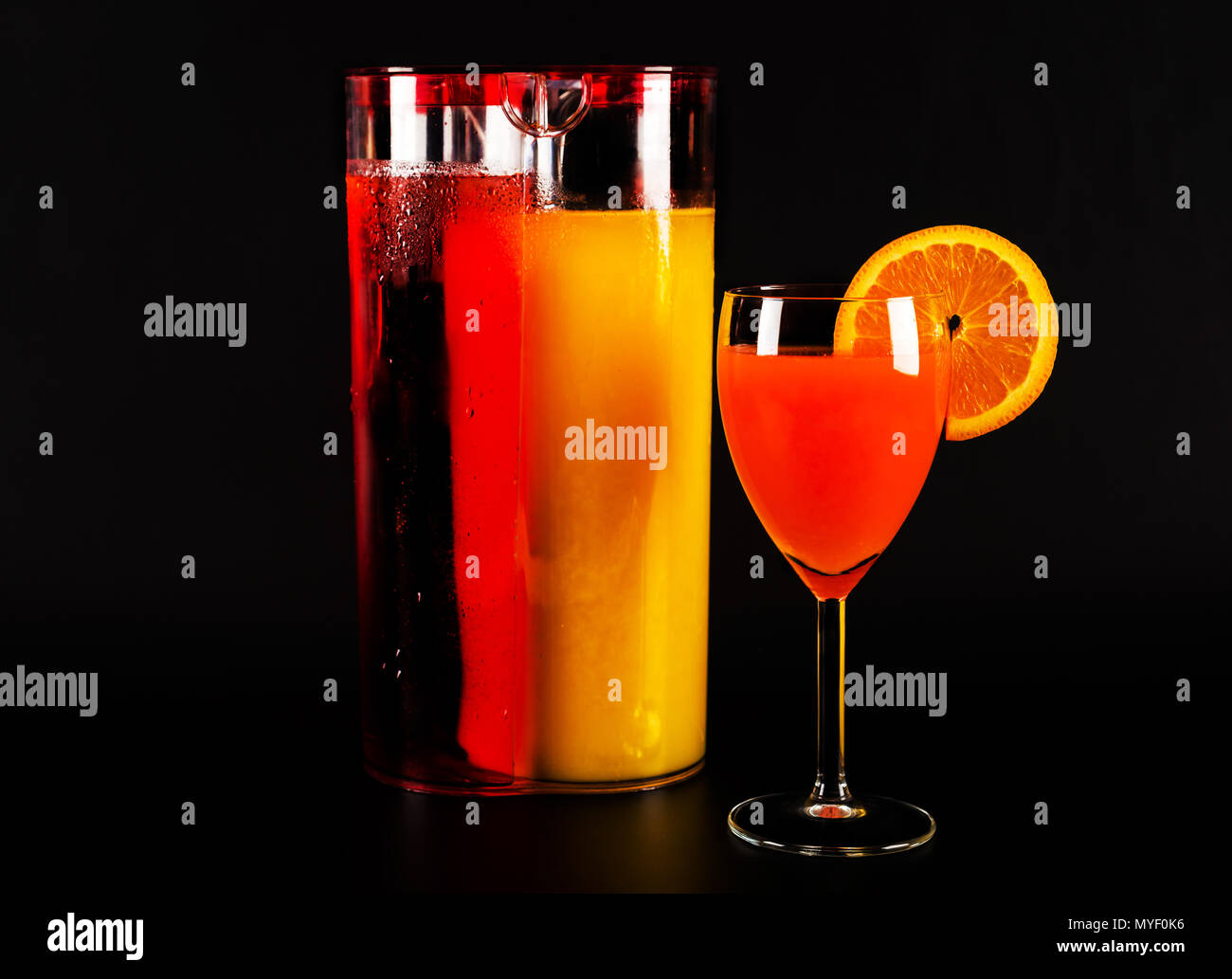 cocktail based on Campari liqueur and orange juice, famous Italian ...