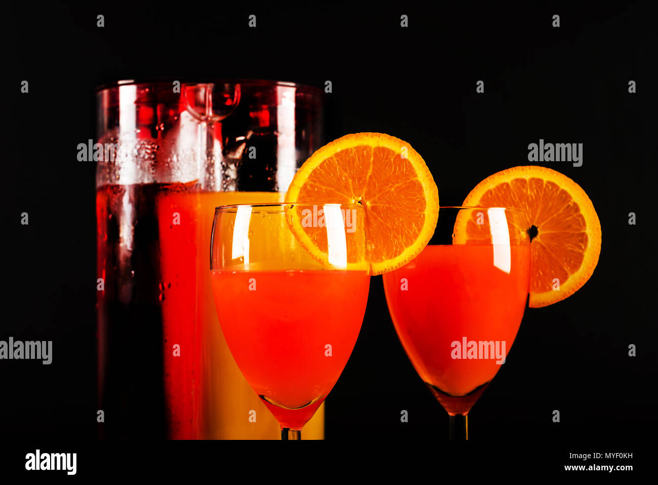 cocktail based on Campari liqueur and orange juice, famous Italian ...