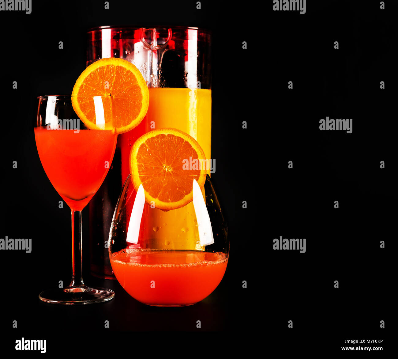 cocktail based on Campari liqueur and orange juice, famous Italian ...