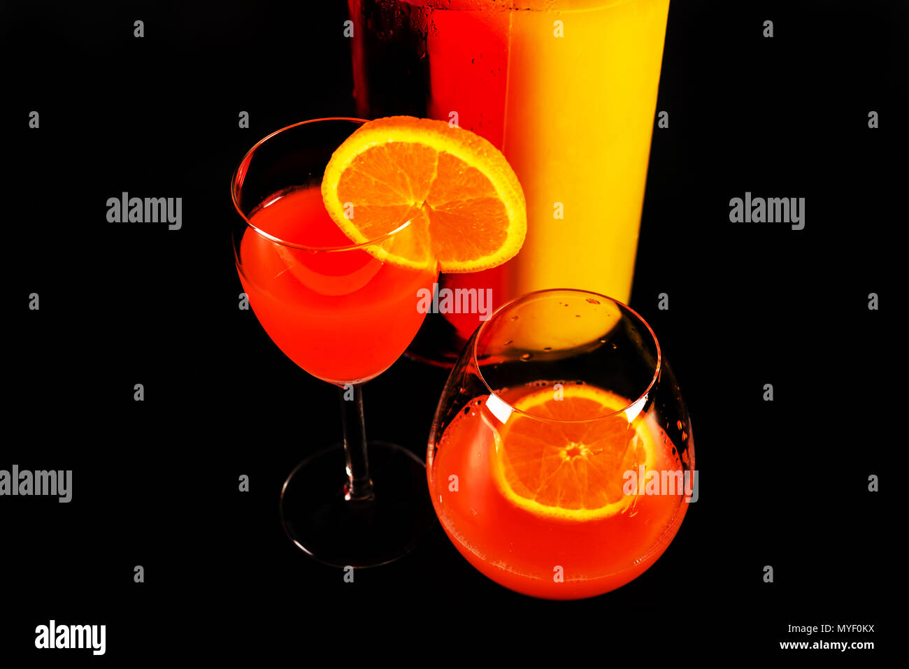 cocktail based on Campari liqueur and orange juice, famous Italian ...