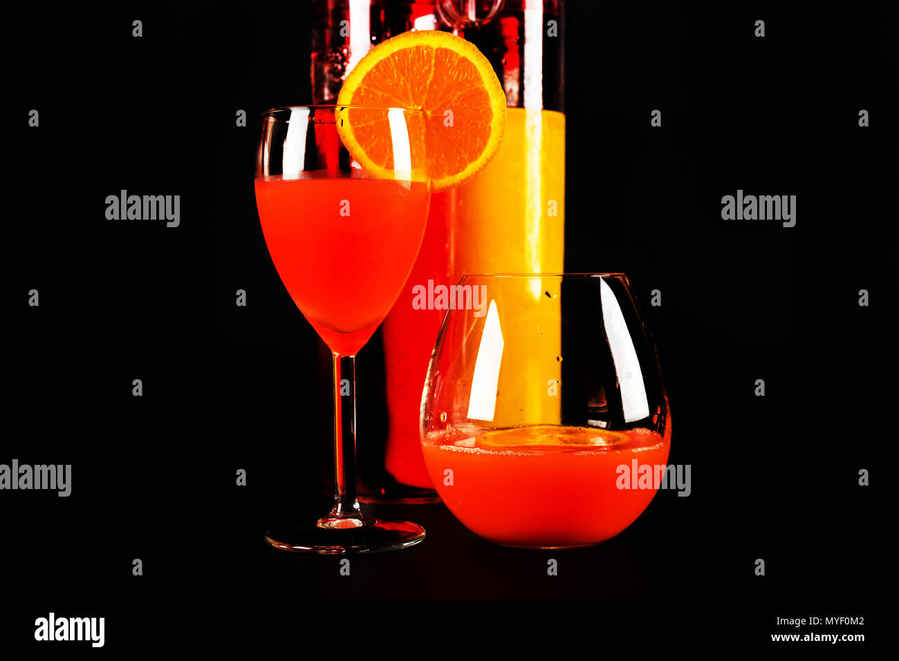 cocktail based on Campari liqueur and orange juice, famous Italian ...