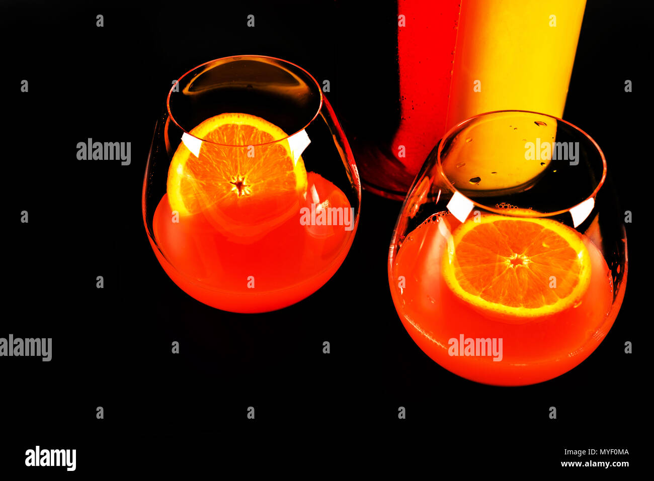 cocktail based on Campari liqueur and orange juice, famous Italian ...