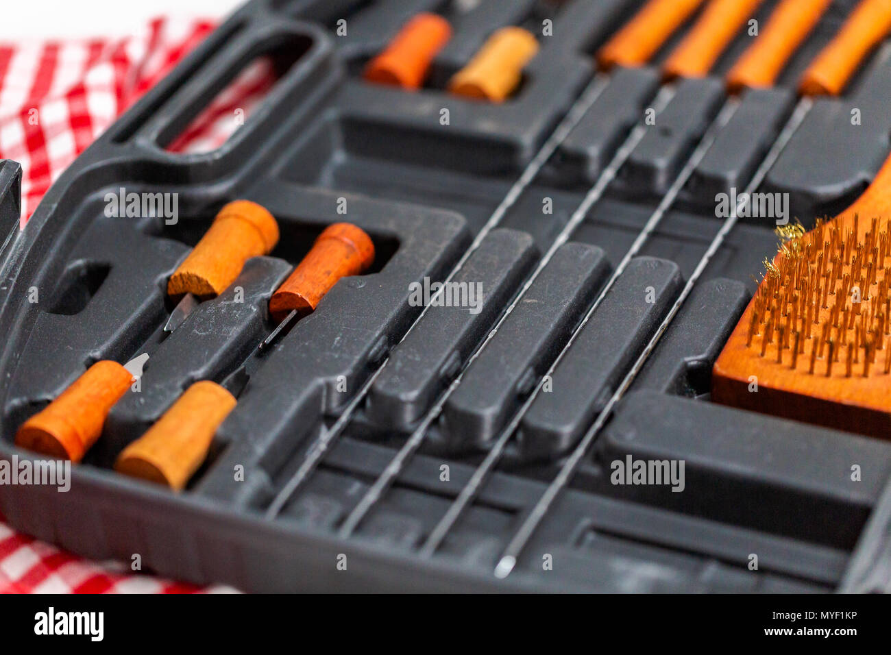 Simple BBQ cooking set in plastic case Stock Photo - Alamy