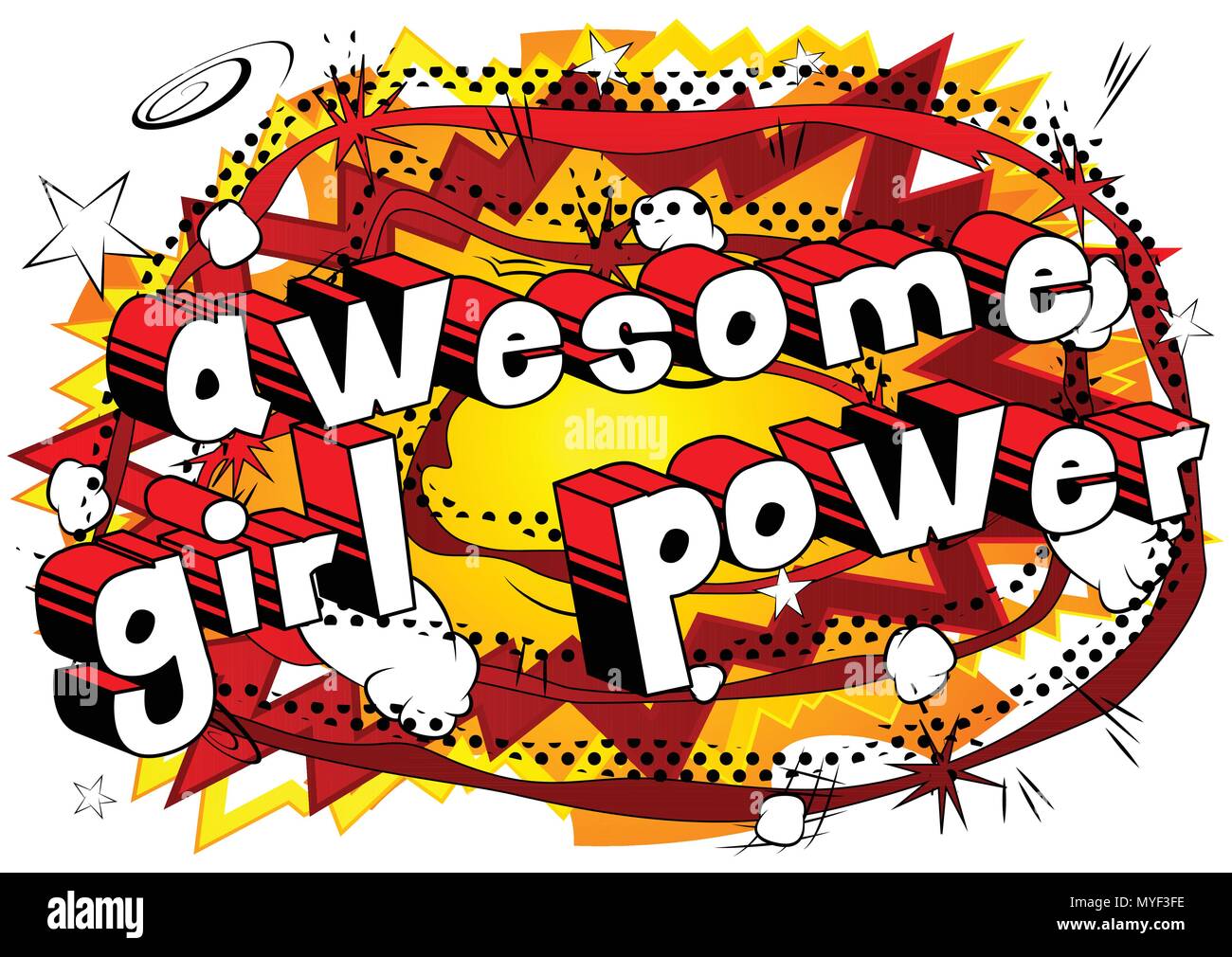 Awesome Girl Power - Comic book style word on abstract background Stock ...