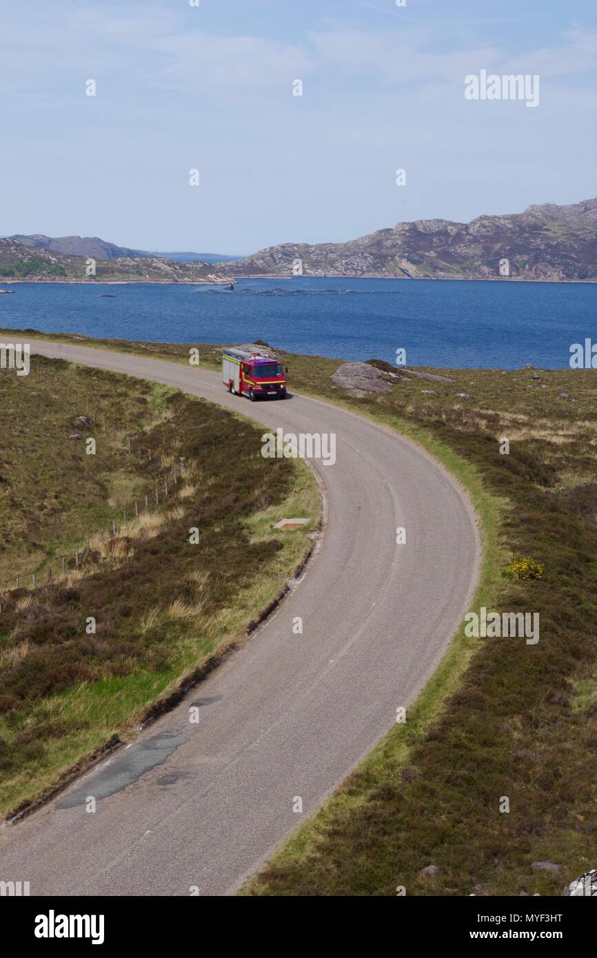 Fire Engine responding to Wild Fire by Upper Loch Torridon (Sea Loch ...